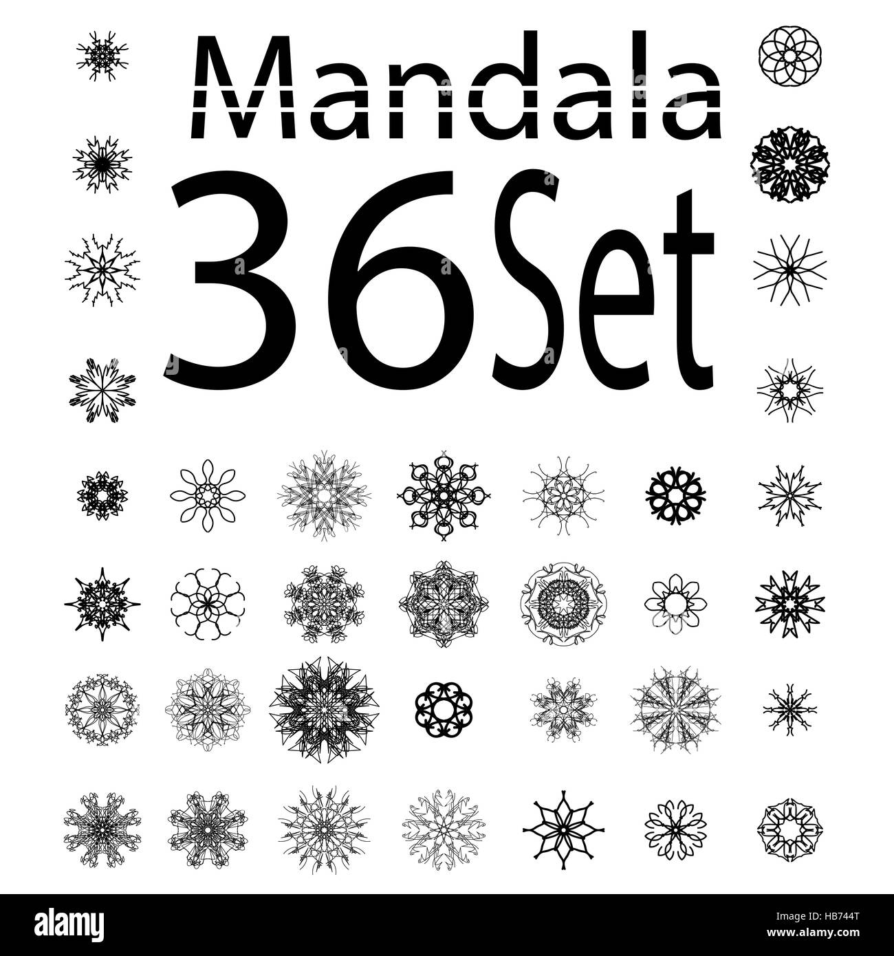 Oriental mandala motif round Black and White Stock Photos & Images - Alamy