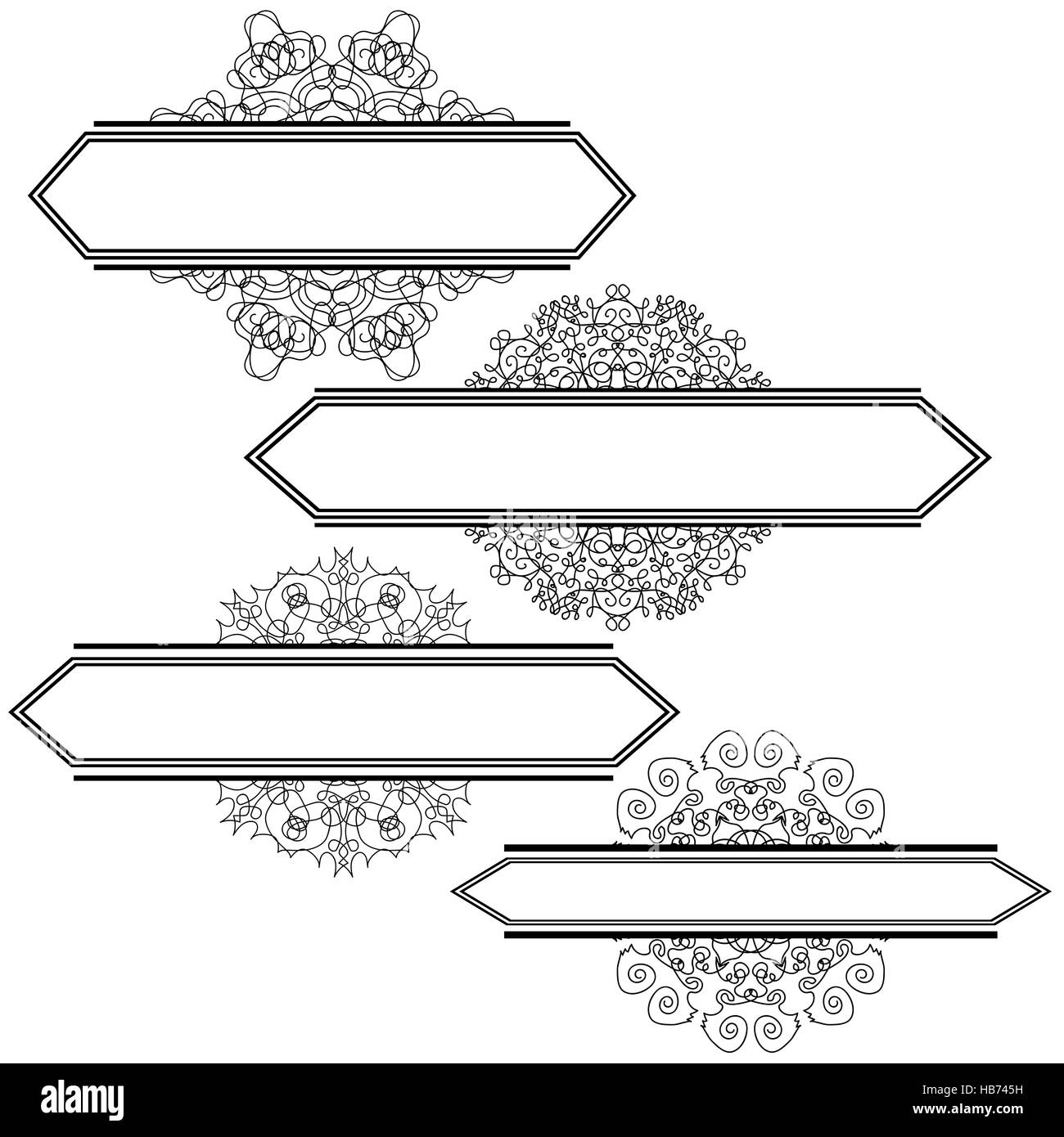 Floral frame set Black and White Stock Photos & Images - Alamy