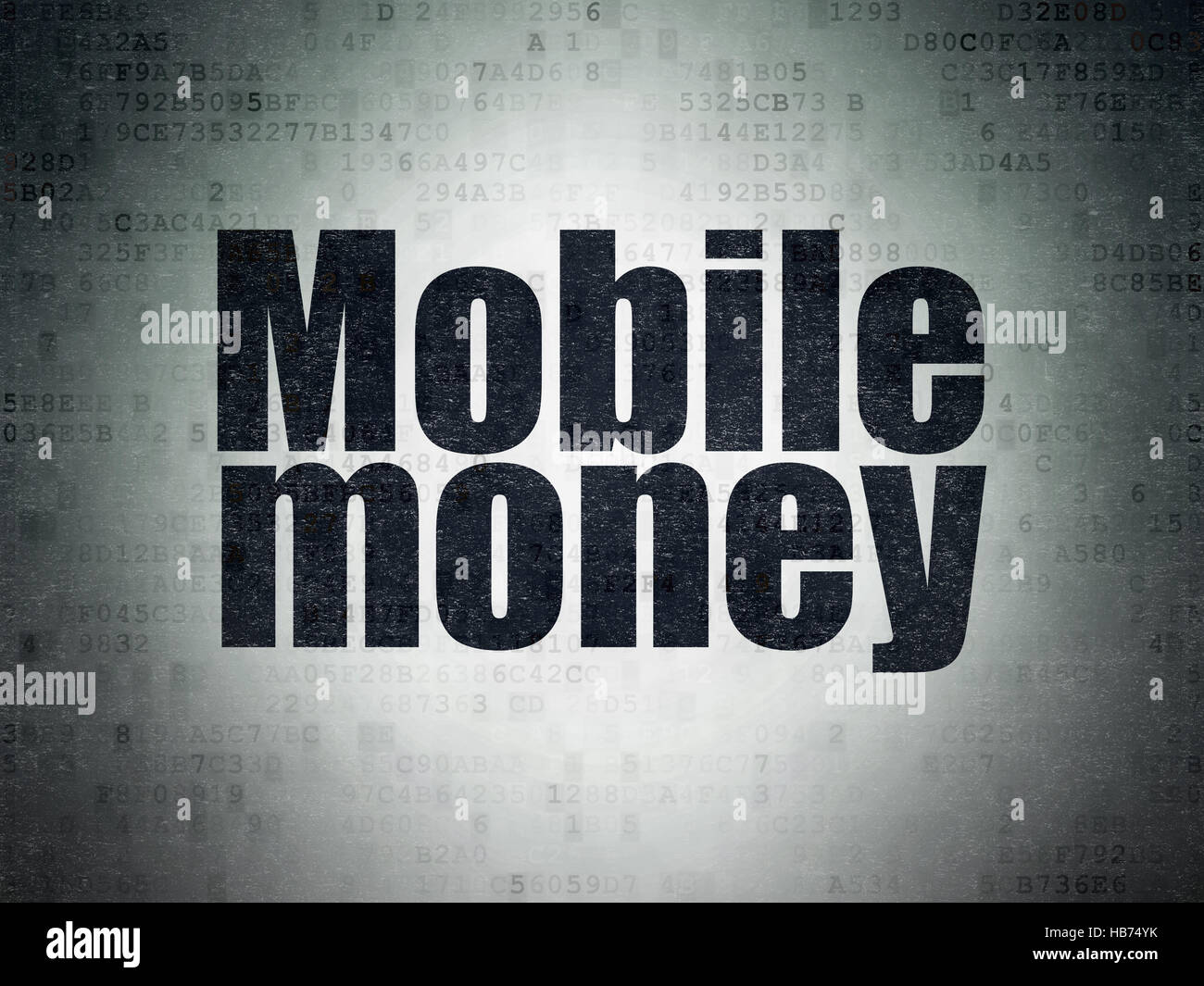 Currency concept: Mobile Money on Digital Data Paper background Stock ...