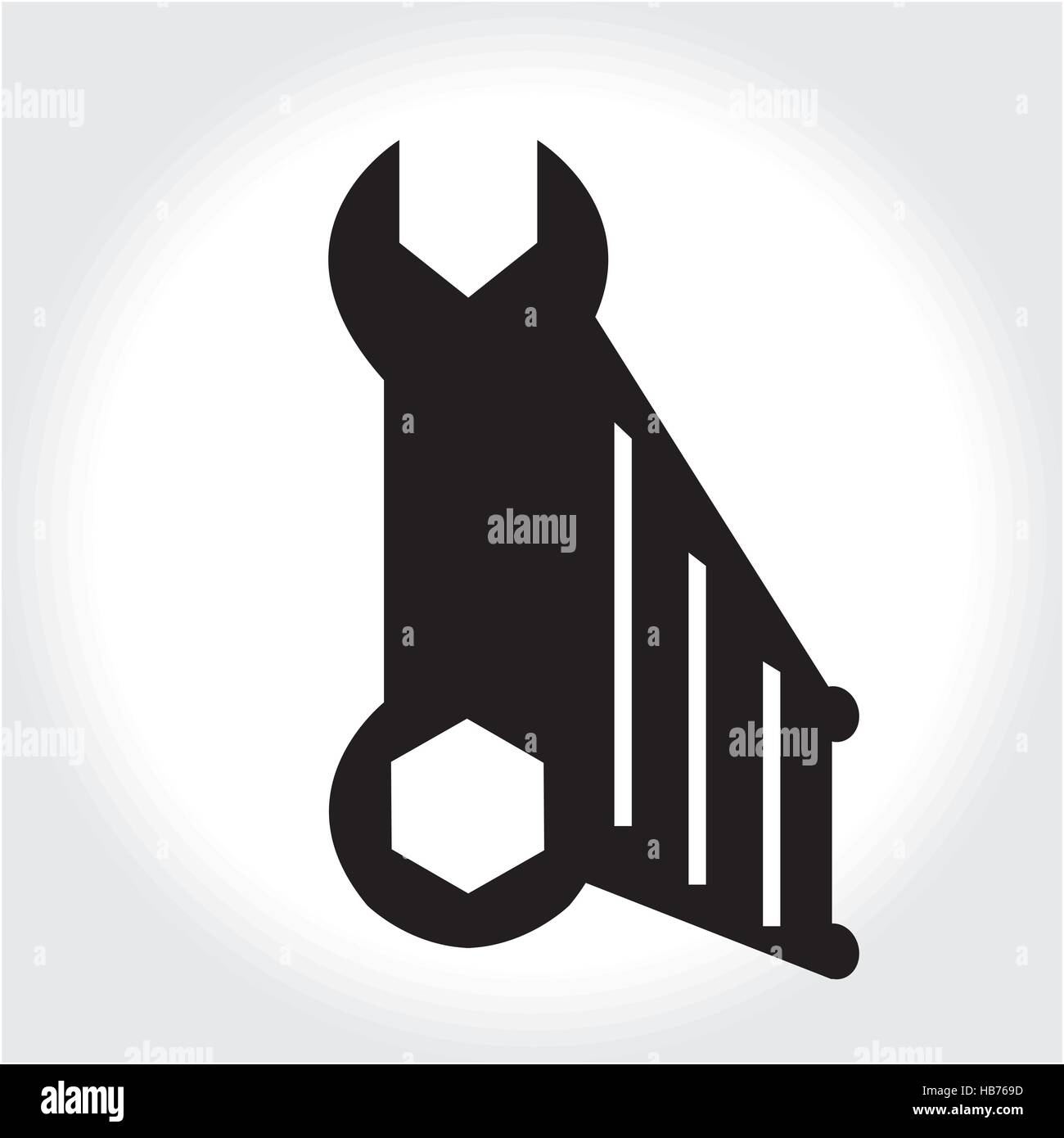 Key tool icon, black silhouette. Element logo wrench isolated on white ...