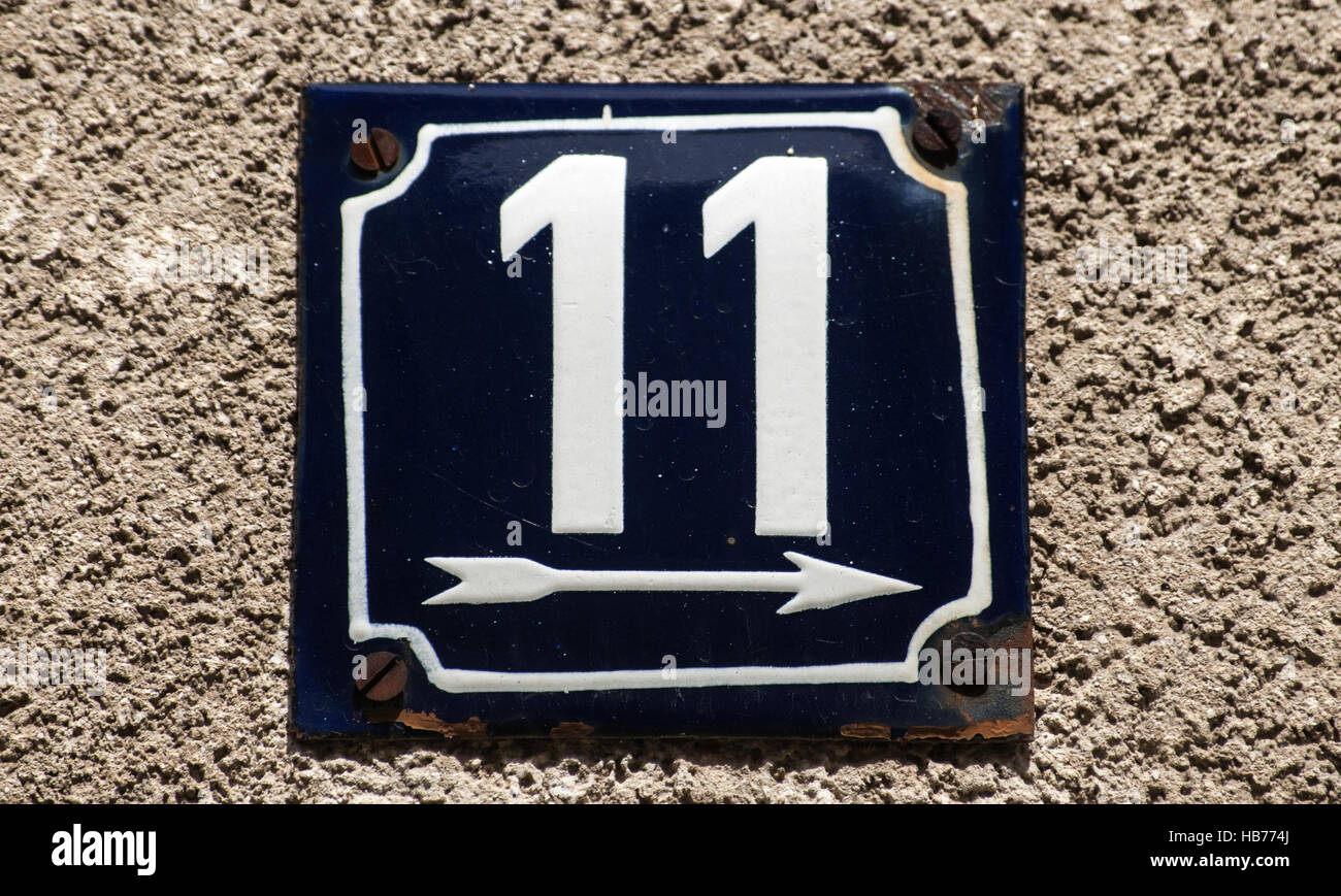 Weathered enameled plate number 11 Stock Photo - Alamy Weathered enameled plate number 11 Stock Photo - Alamy
