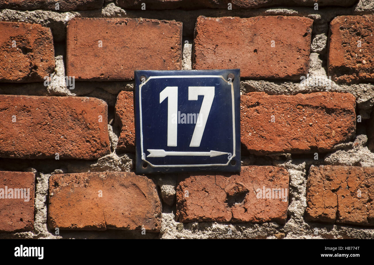 Weathered enameled plate number 17 Stock Photo - Alamy Weathered enameled plate number 17 Stock Photo - Alamy