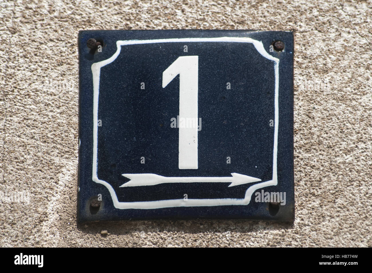 Weathered enameled plate number 1 Stock Photo - Alamy