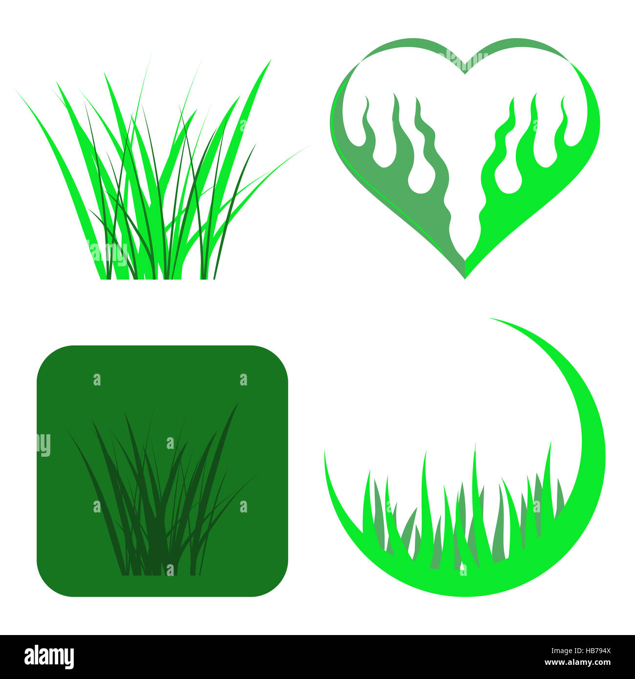 Set of Green Grass Icons Stock Photo - Alamy