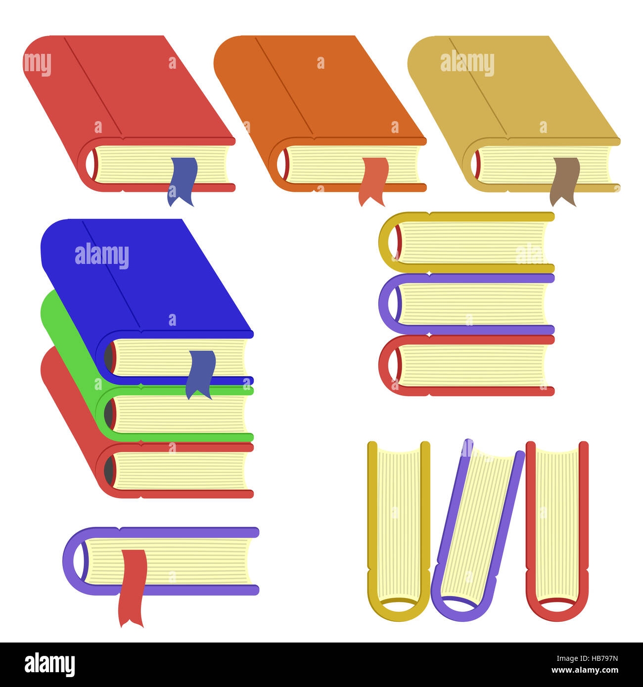 Set different book icons Cut Out Stock Images & Pictures - Alamy