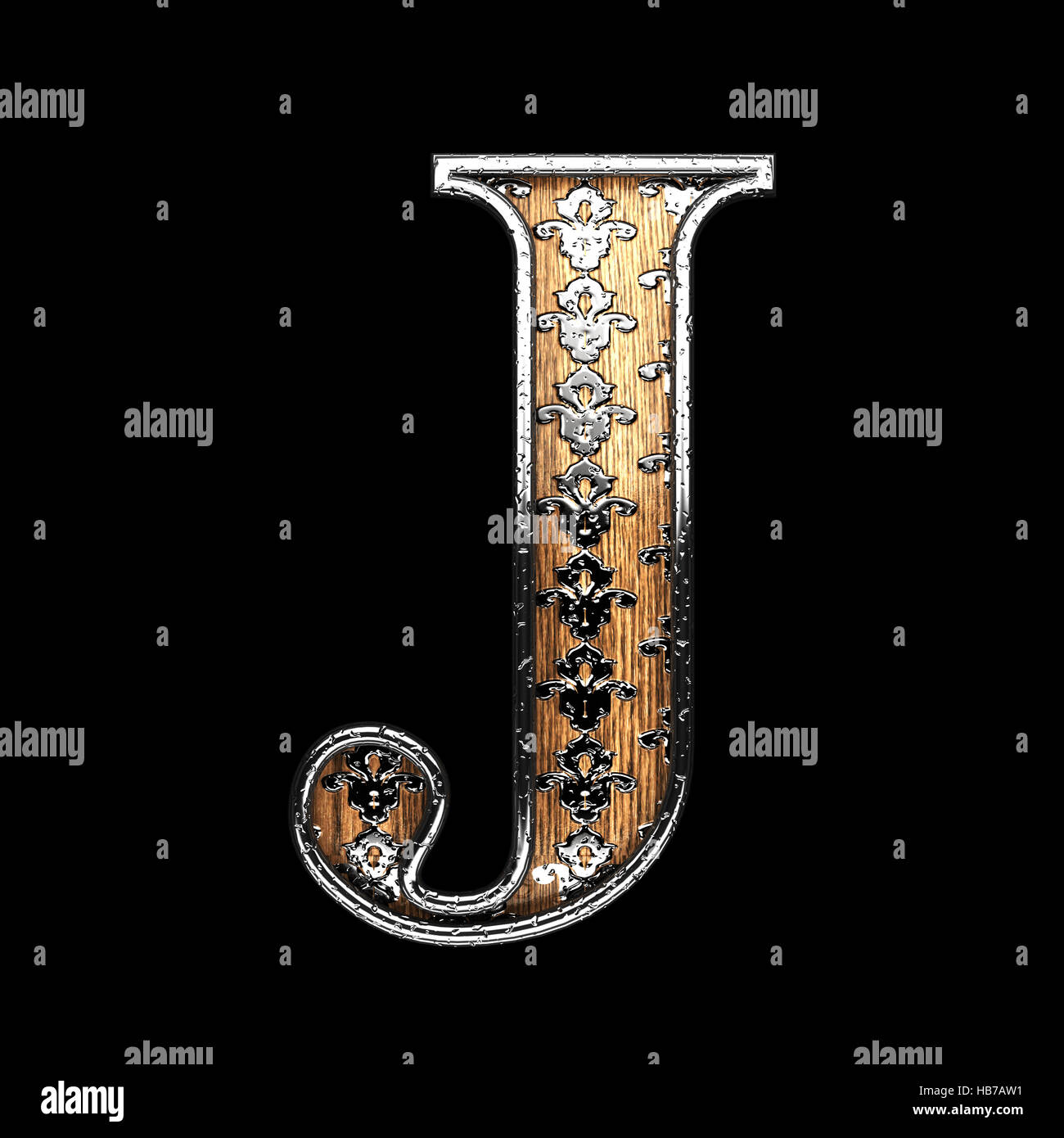 j silver letter. 3D illustration Stock Photo - Alamy