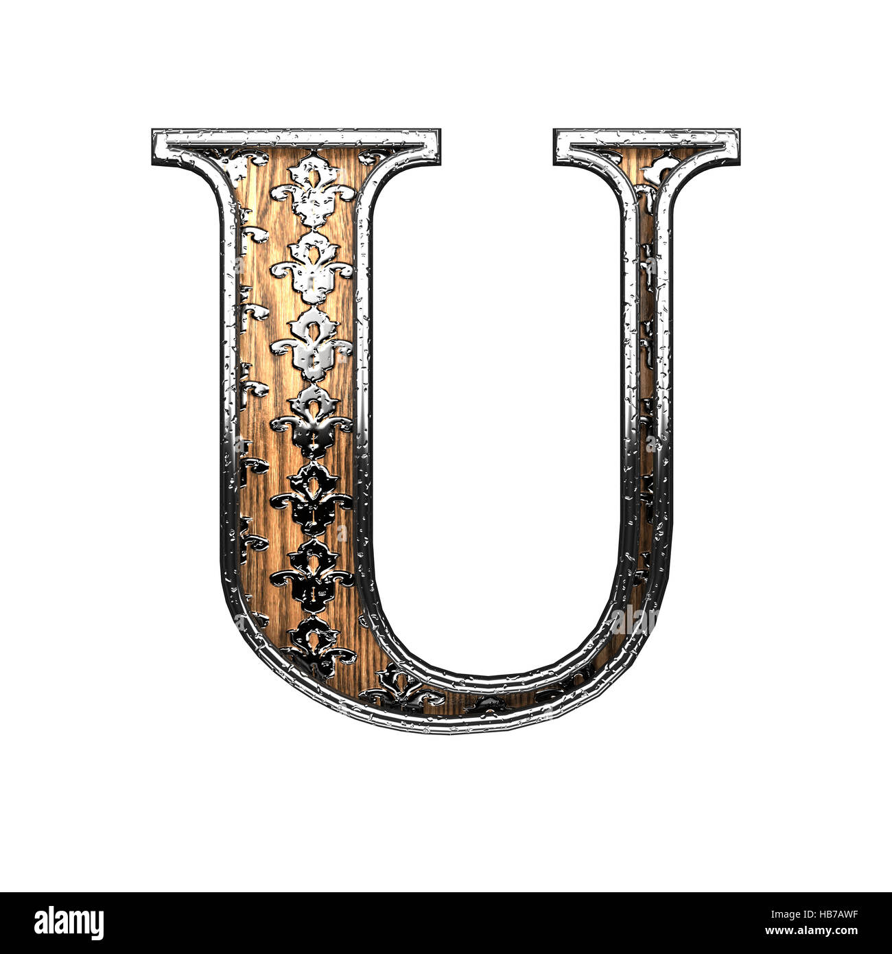 u silver letter. 3D illustration Stock Photo - Alamy