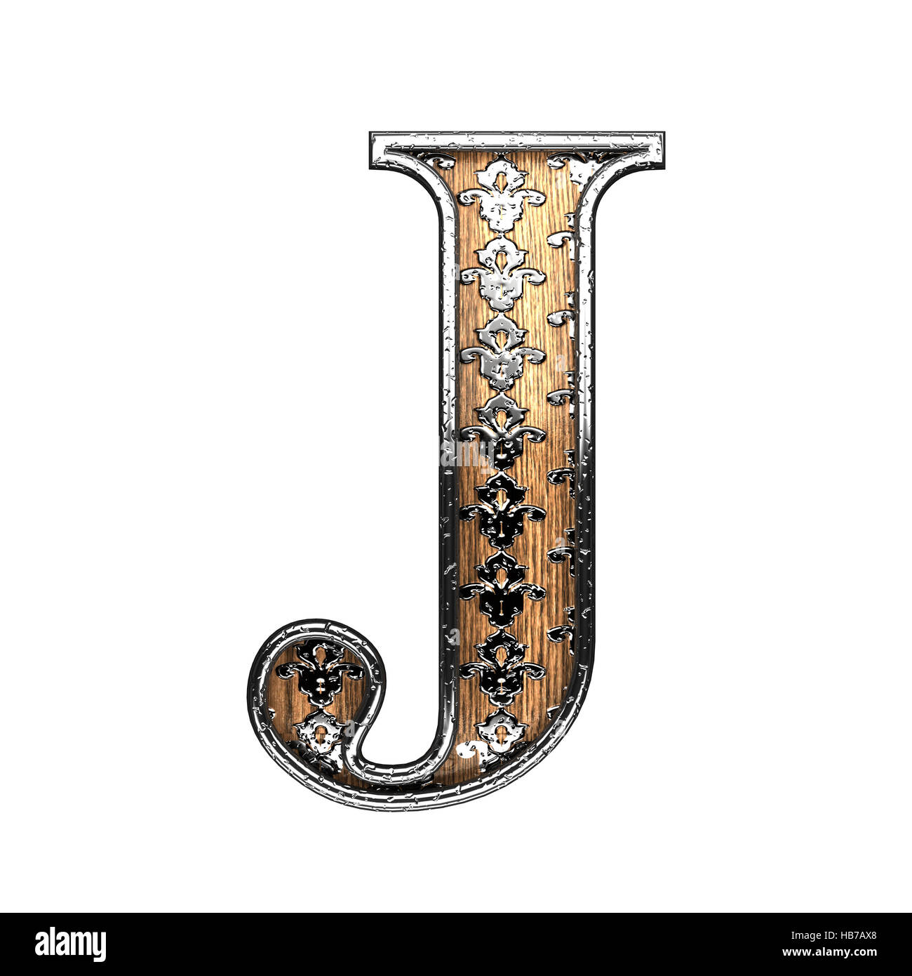 j silver letter. 3D illustration Stock Photo - Alamy