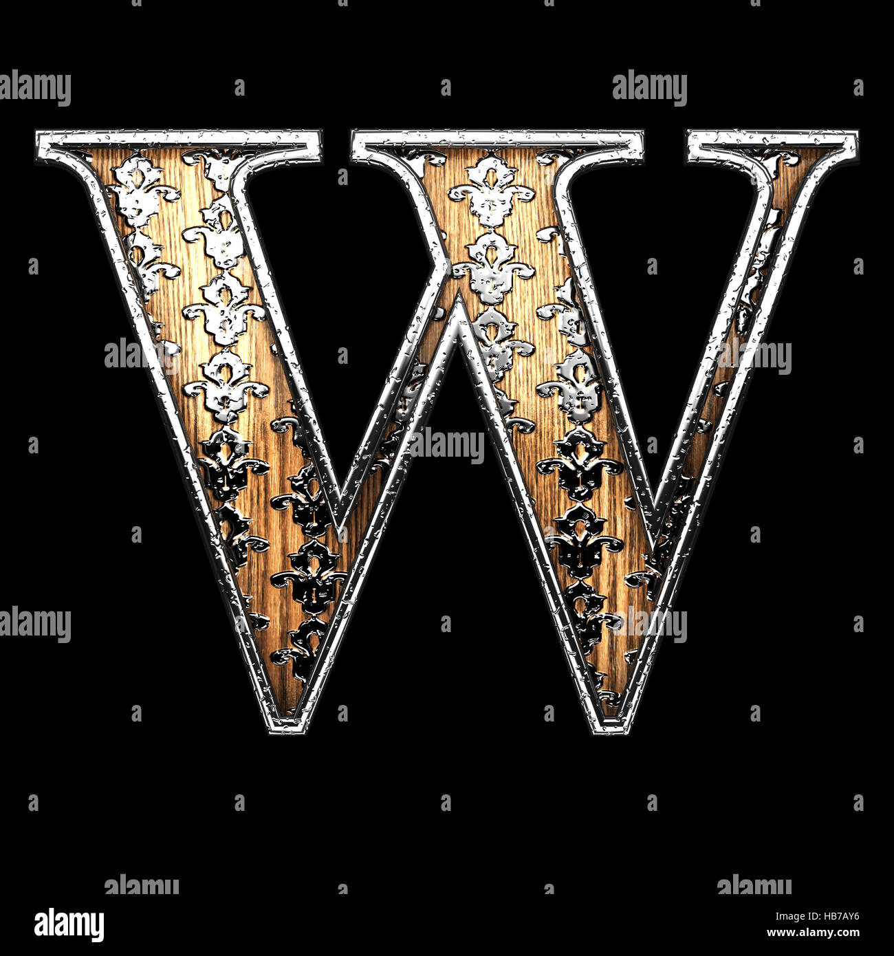 w silver letter. 3D illustration Stock Photo - Alamy
