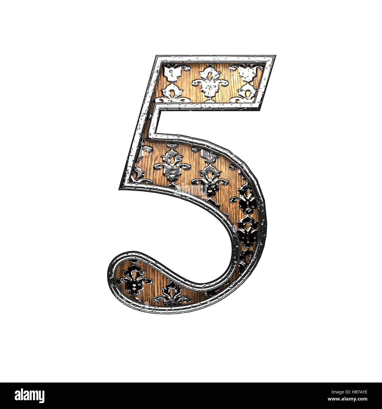 5 silver letter. 3D illustration Stock Photo - Alamy