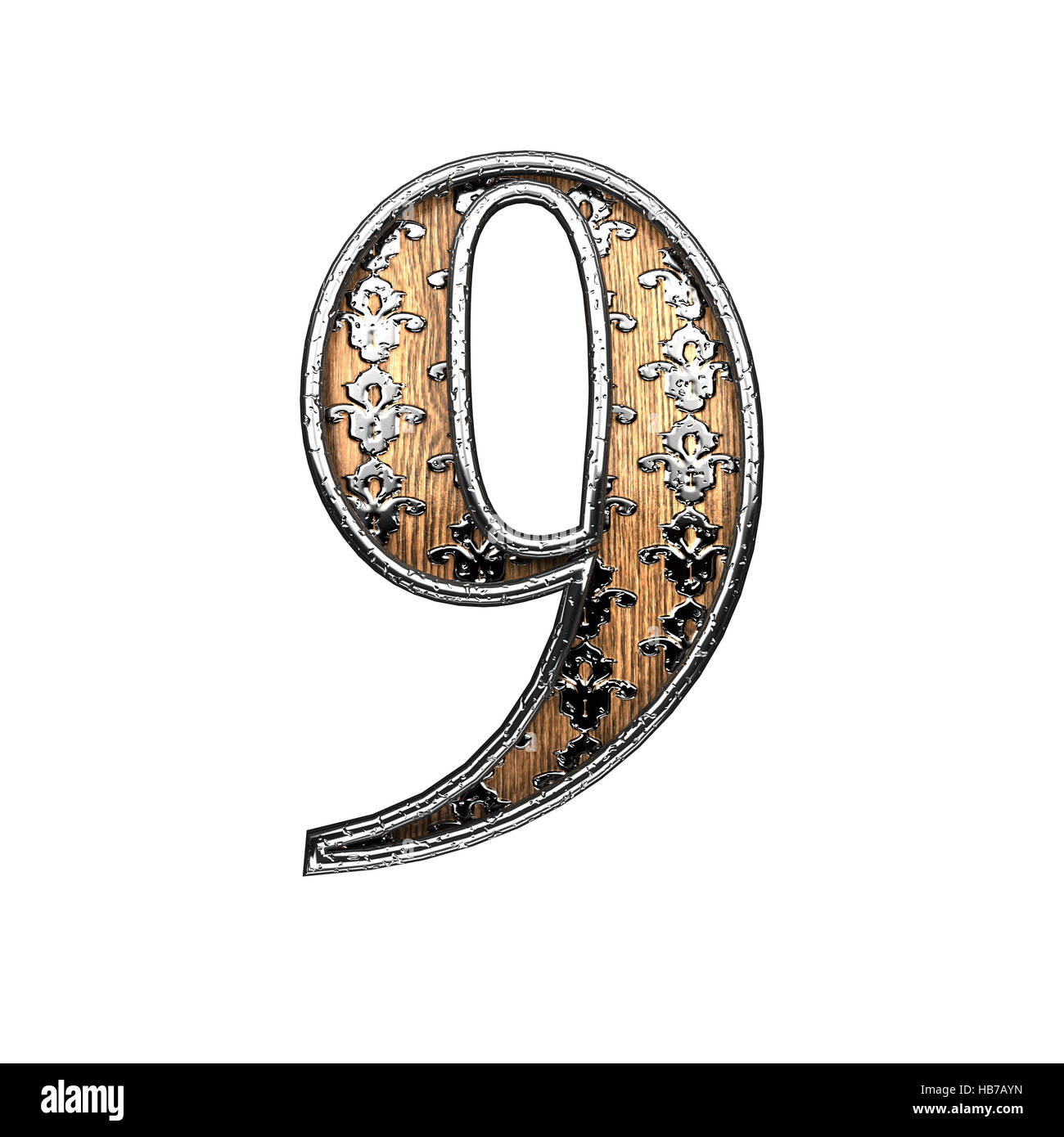 9 silver letter. 3D illustration Stock Photo - Alamy