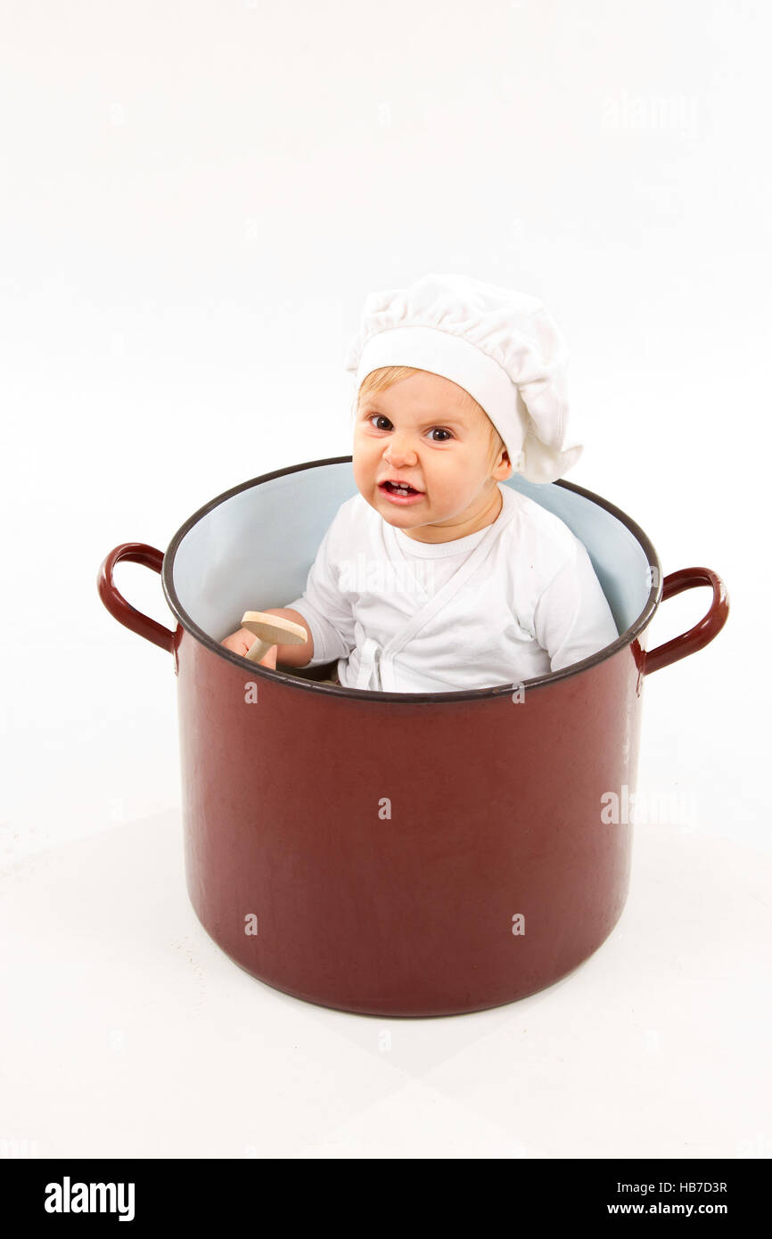 cute little baby sitting in a huge pot Stock Photo - Alamy