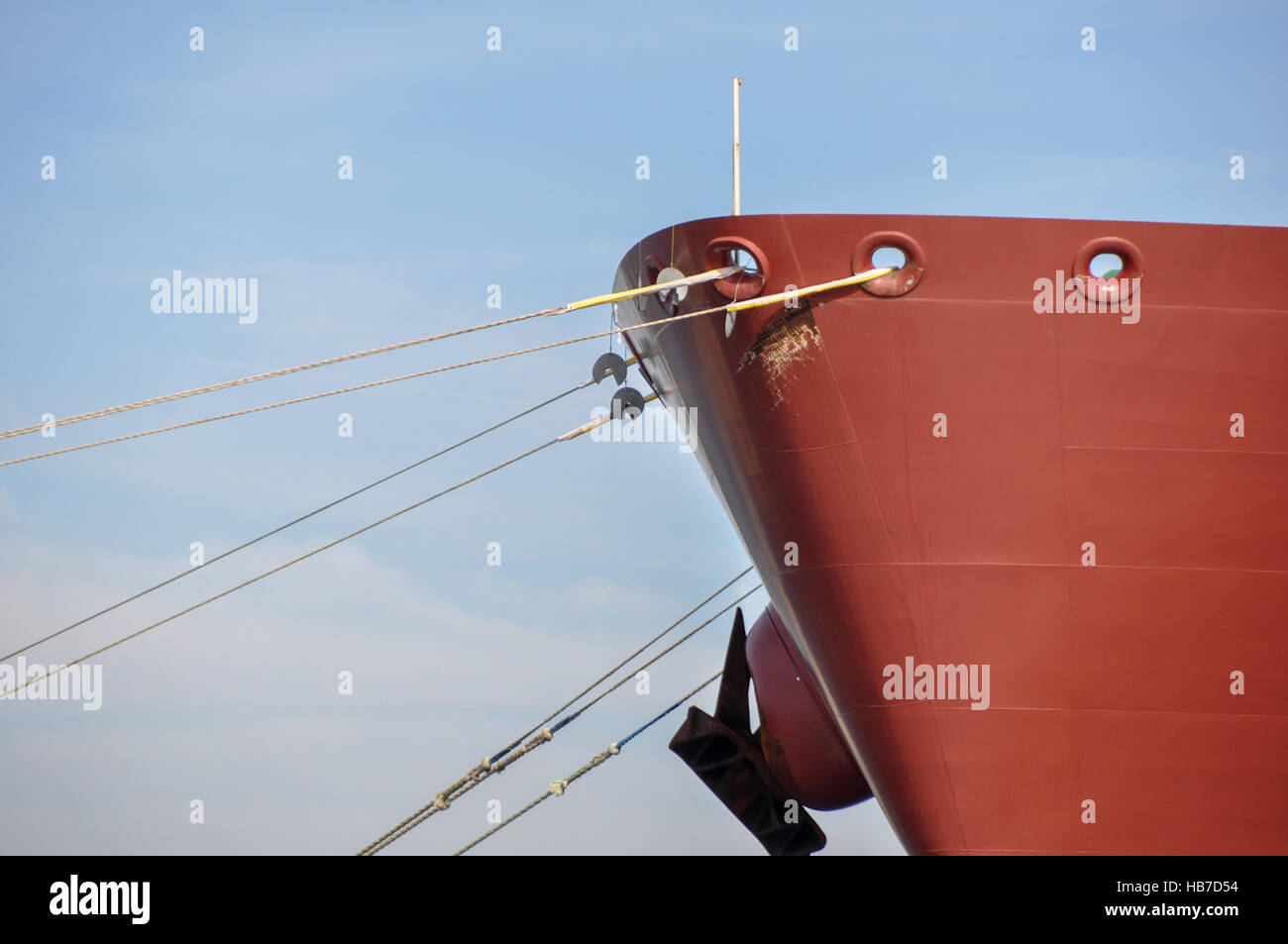 Mooring lines of a bulk LNG tanker moored at South Hook LNG terminal ...