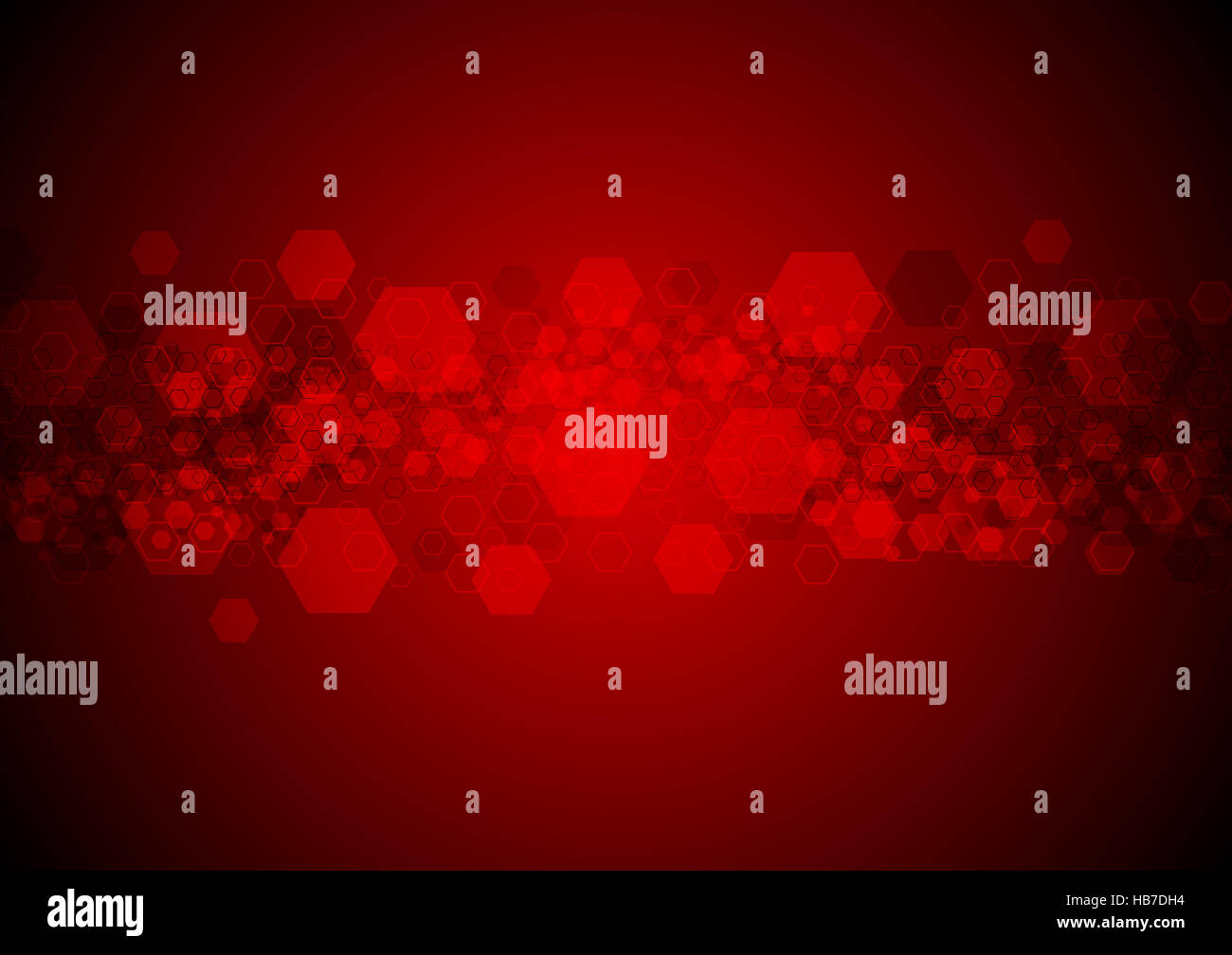 Bright glowing red hexagons tech background Stock Photo - Alamy