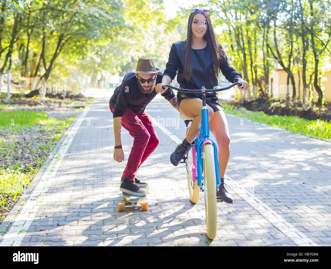 Enjoying sports together with loved one outdoors Stock Photo - Alamy