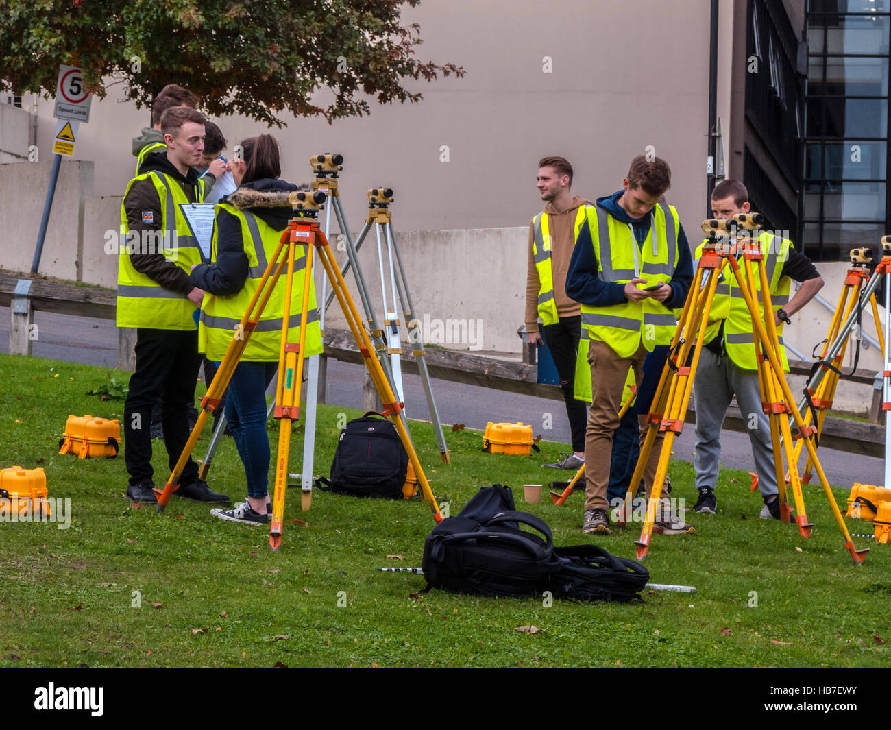 Outdoor Surveyor Training Class Stock Photo - Alamy