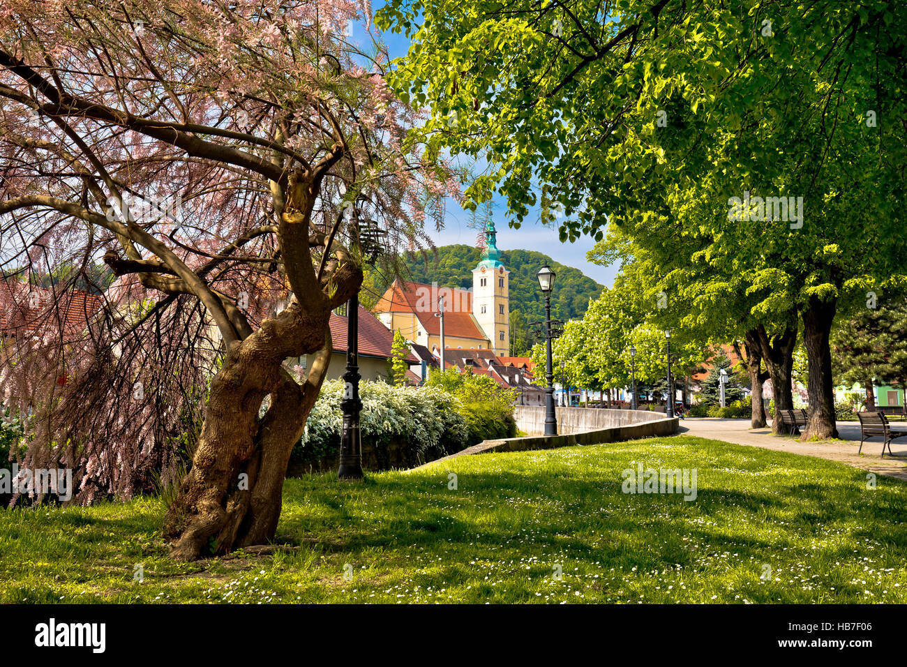 Town of Samobor park and church Stock Photo - Alamy
