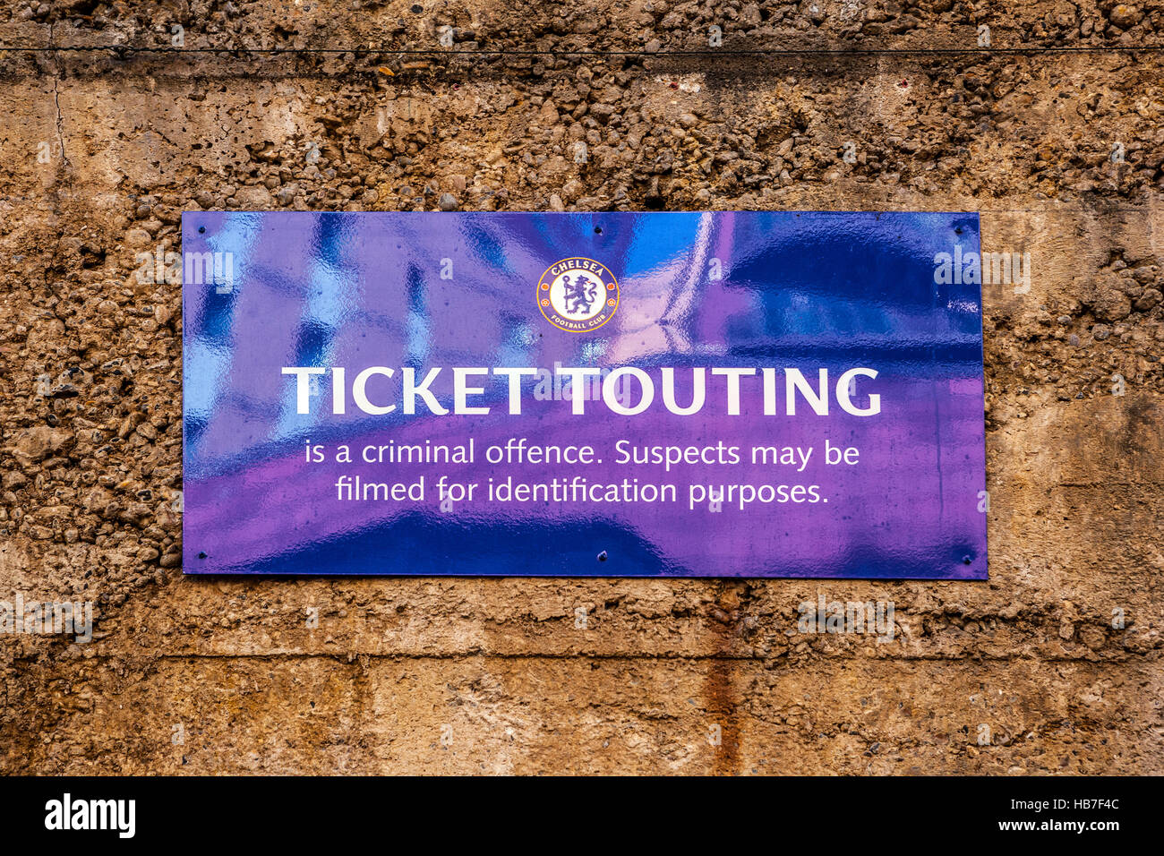Chelsea Football Club Ticket Touting Warning Sign Stamford Bridge ...