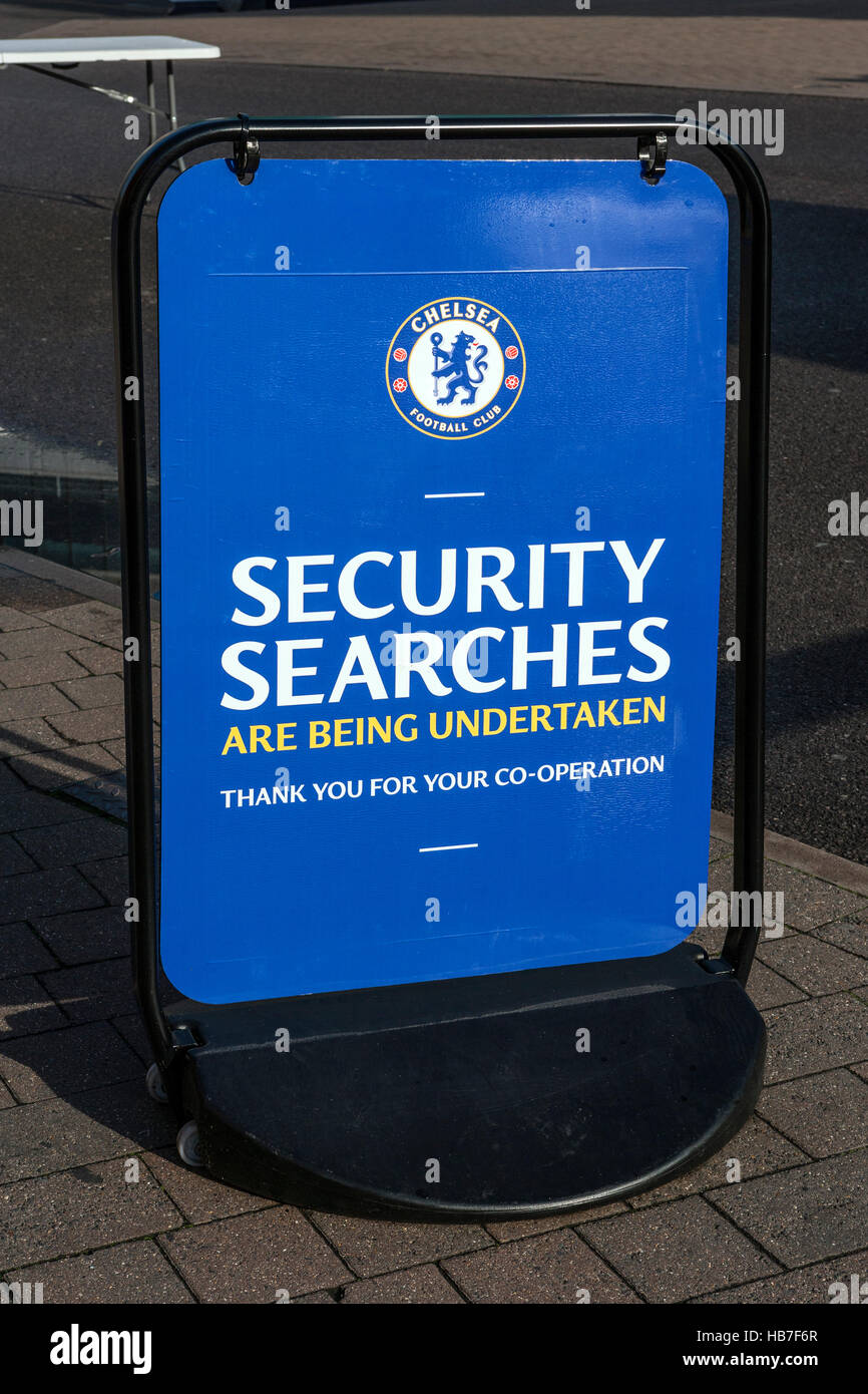 Chelsea FC Stamford Bridge Security Sign, London Stock Photo - Alamy