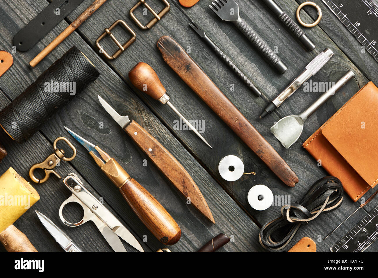 Leather crafting tools Stock Photo - Alamy