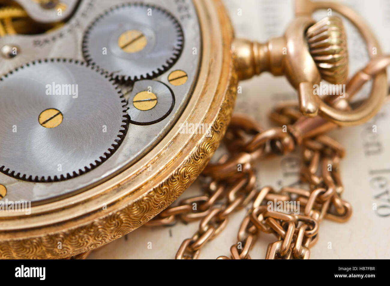 closeup for a vintage mechanical clockwork Stock Photo - Alamy