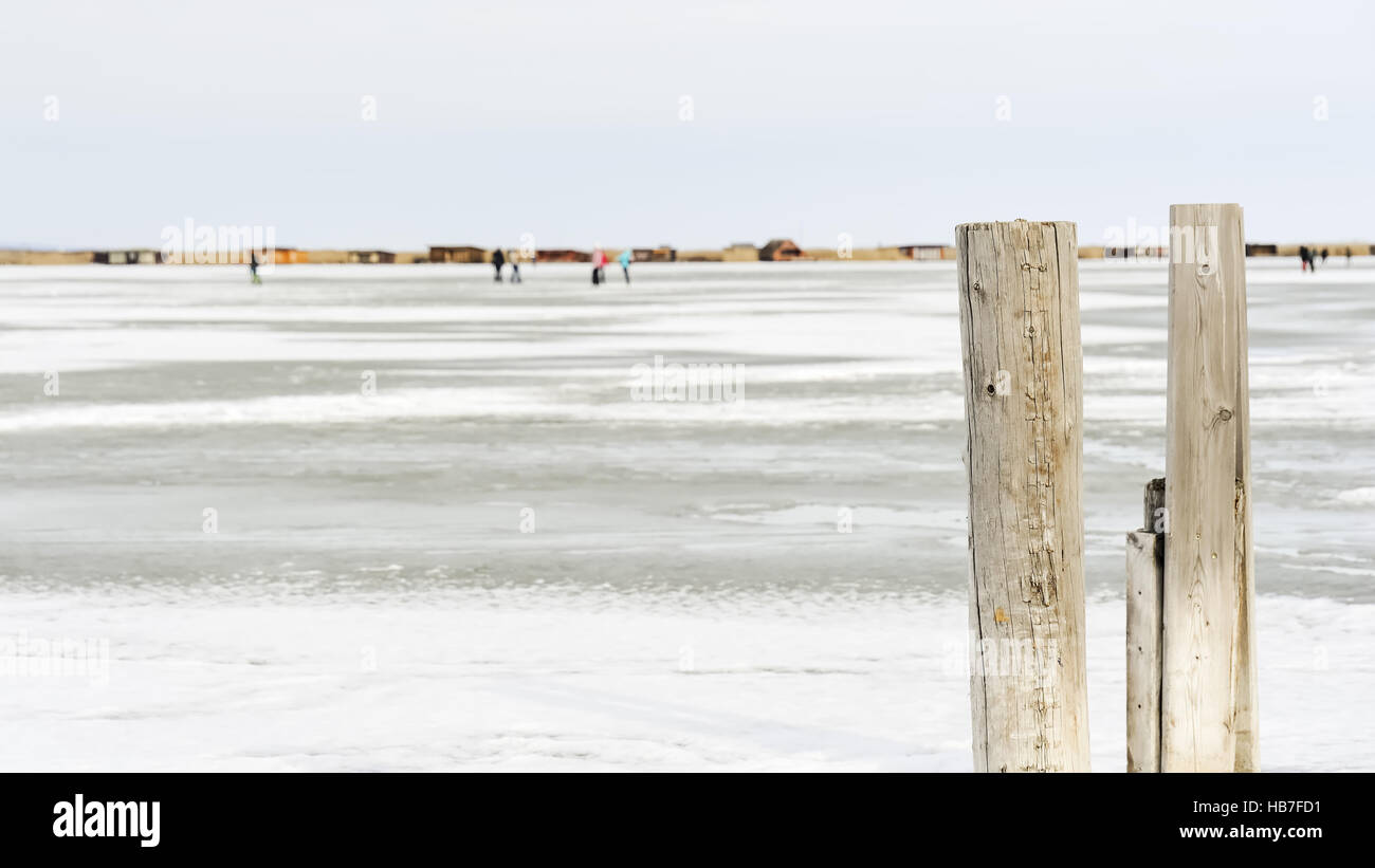 Ice skating on Lake Neusiedl in Rust Stock Photo - Alamy