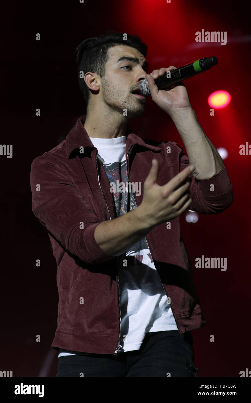Joe Jonas of DNCE performing on stage on stage at Capital's Jingle Bell ...
