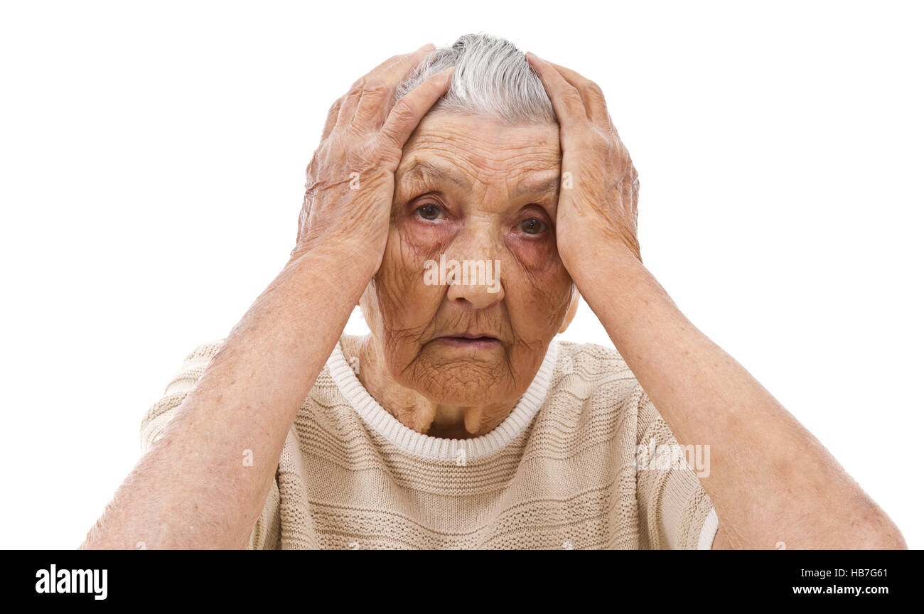 depressed old lady's portrait Stock Photo - Alamy