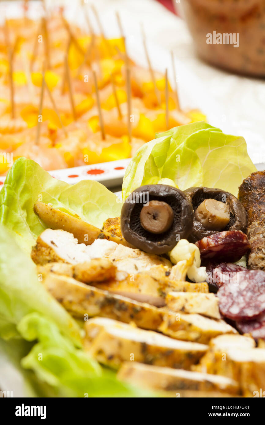 cold buffet with mango and salmon Stock Photo - Alamy