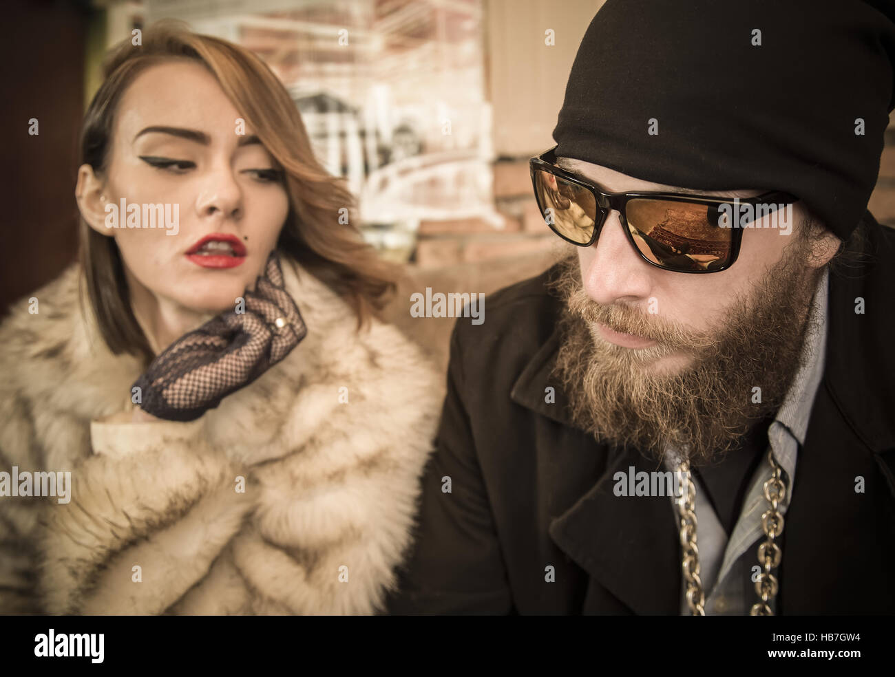 Portrait of an unusual matching couple together Stock Photo - Alamy