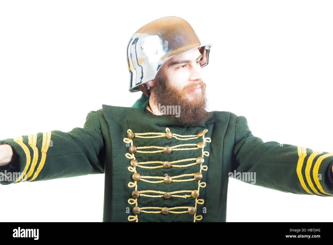 Man dressed in colonel outfit over white background Stock Photo - Alamy