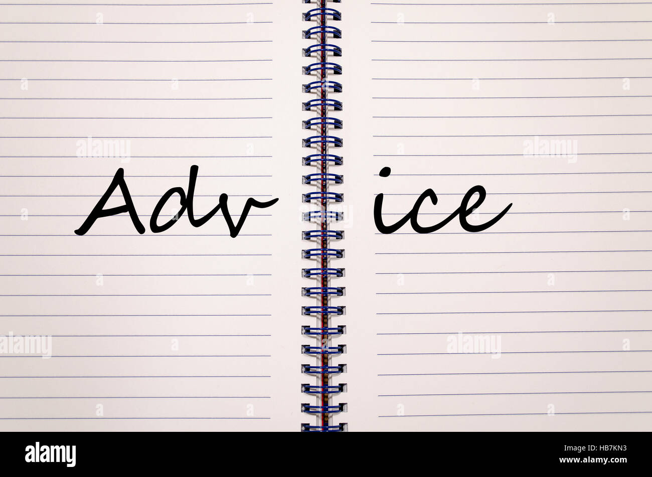 Advice write on notebook Stock Photo - Alamy