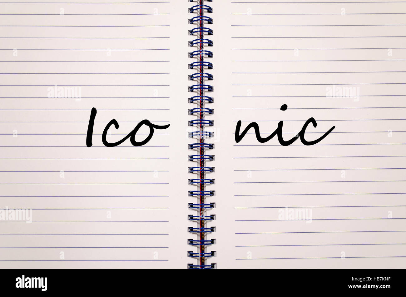 Iconic write on notebook Stock Photo - Alamy