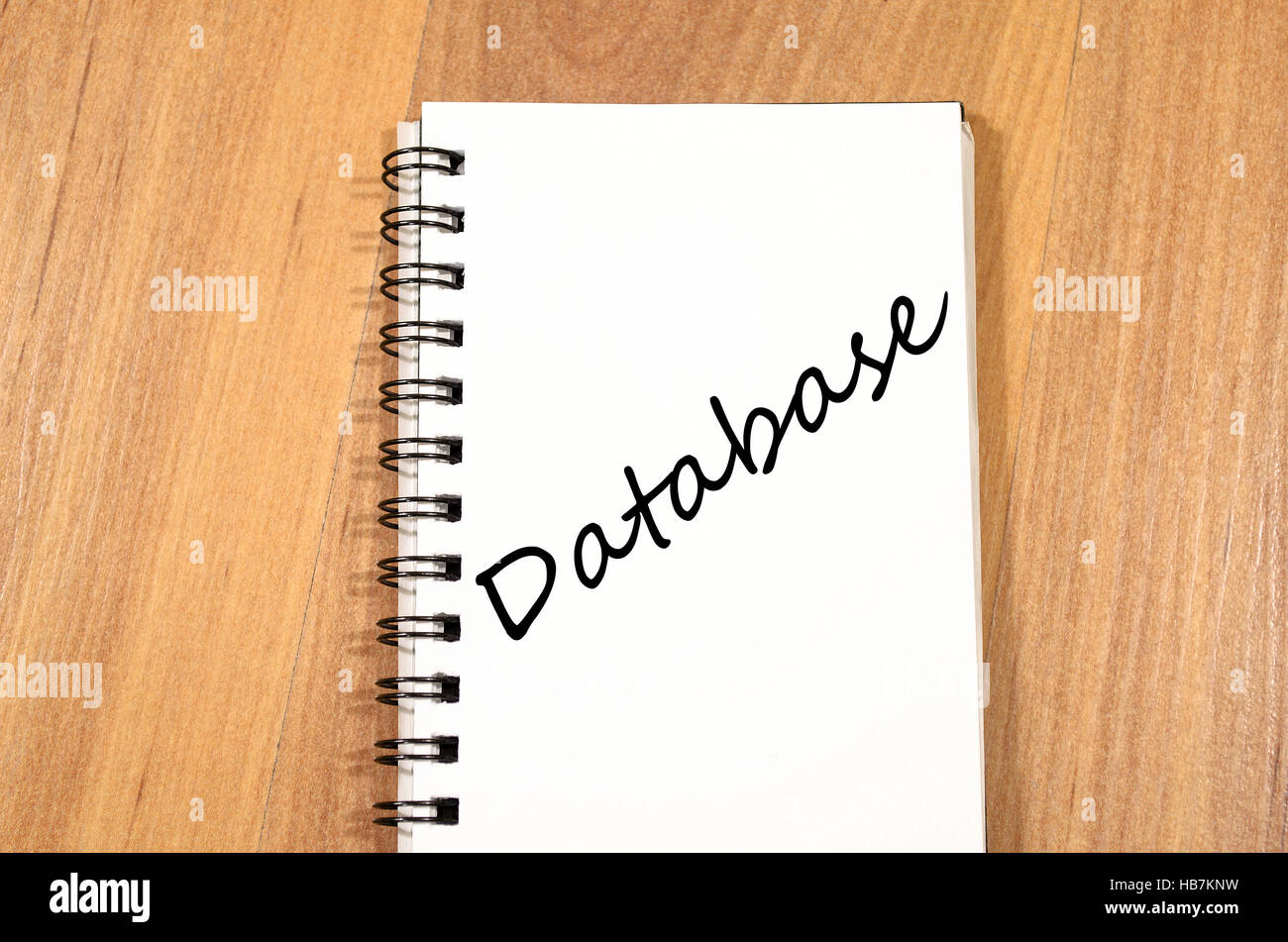 Database write on notebook Stock Photo - Alamy
