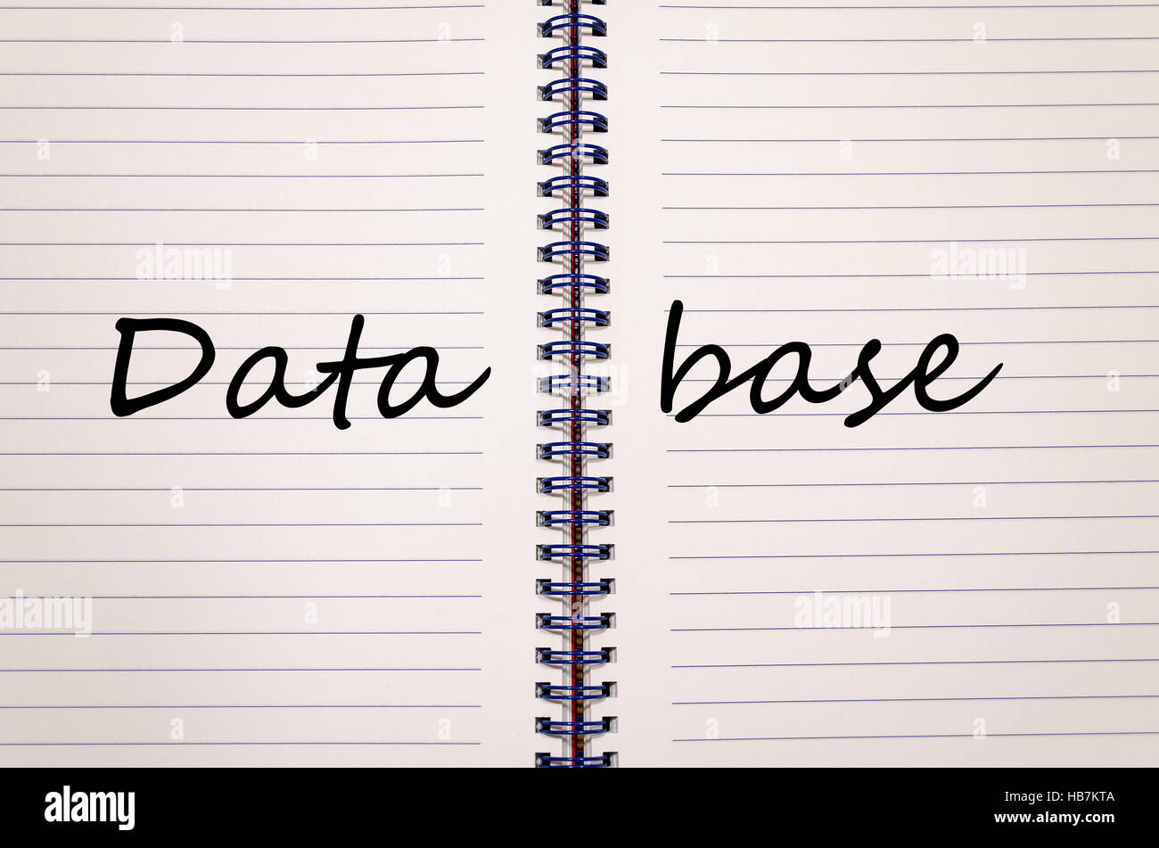 Database write on notebook Stock Photo - Alamy