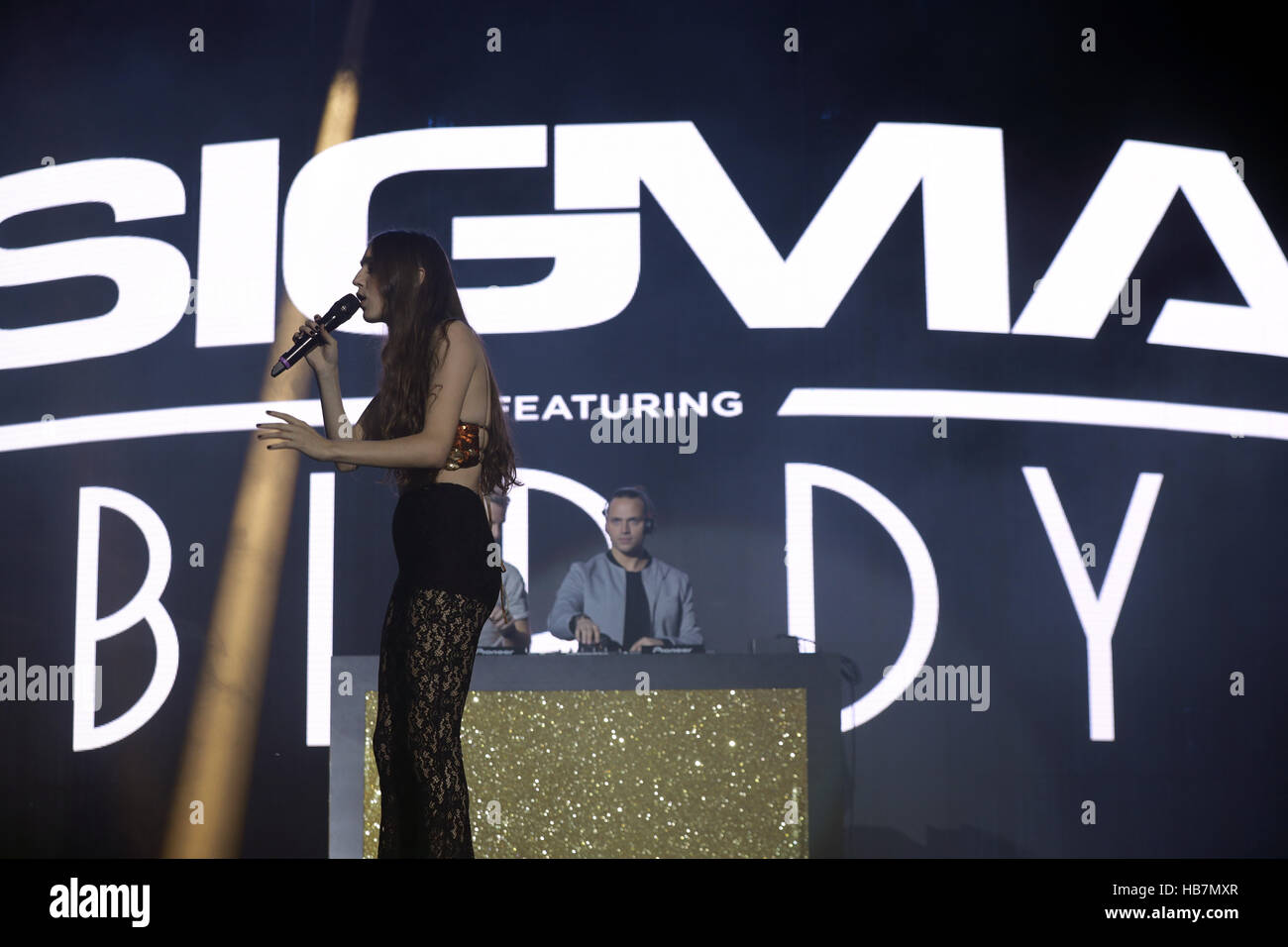 Singer Birdy performs with Sigma on stage at Capital's Jingle Bell Ball ...