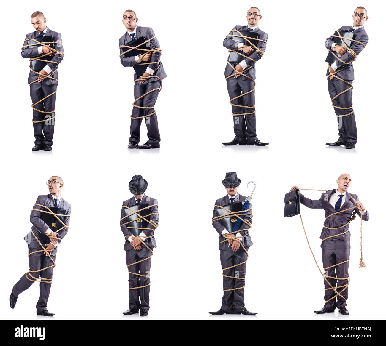 Man tied up isolated on white Stock Photo - Alamy