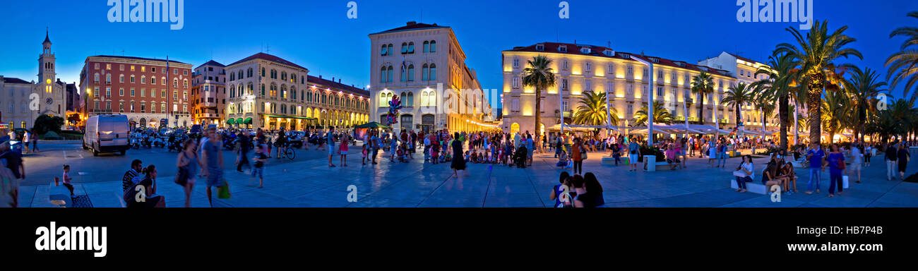 City of Split square evening panorama Stock Photo - Alamy