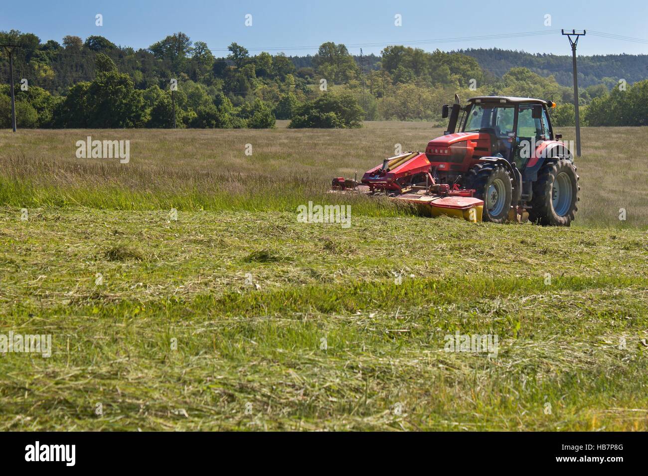 Tractor mowing field cow hi-res stock photography and images - Alamy