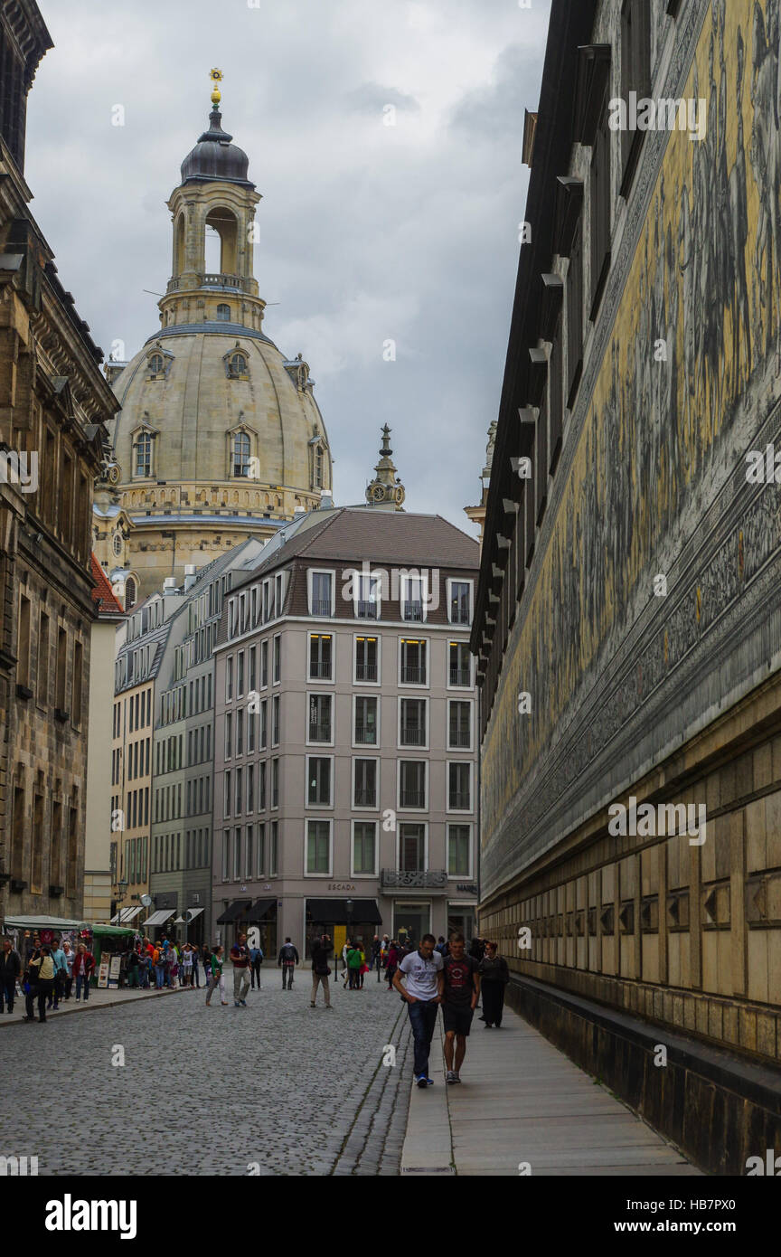 DRESDEN, GERMANY - JULY 13, 2015: city center with historic buildings ...