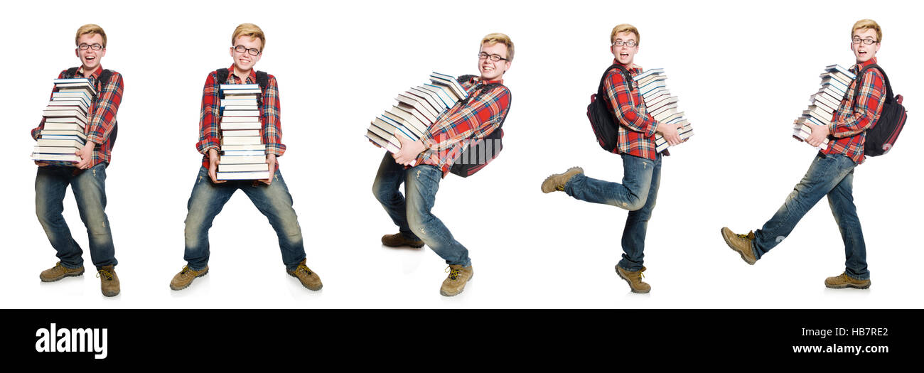 Composite photo of student with books Stock Photo - Alamy