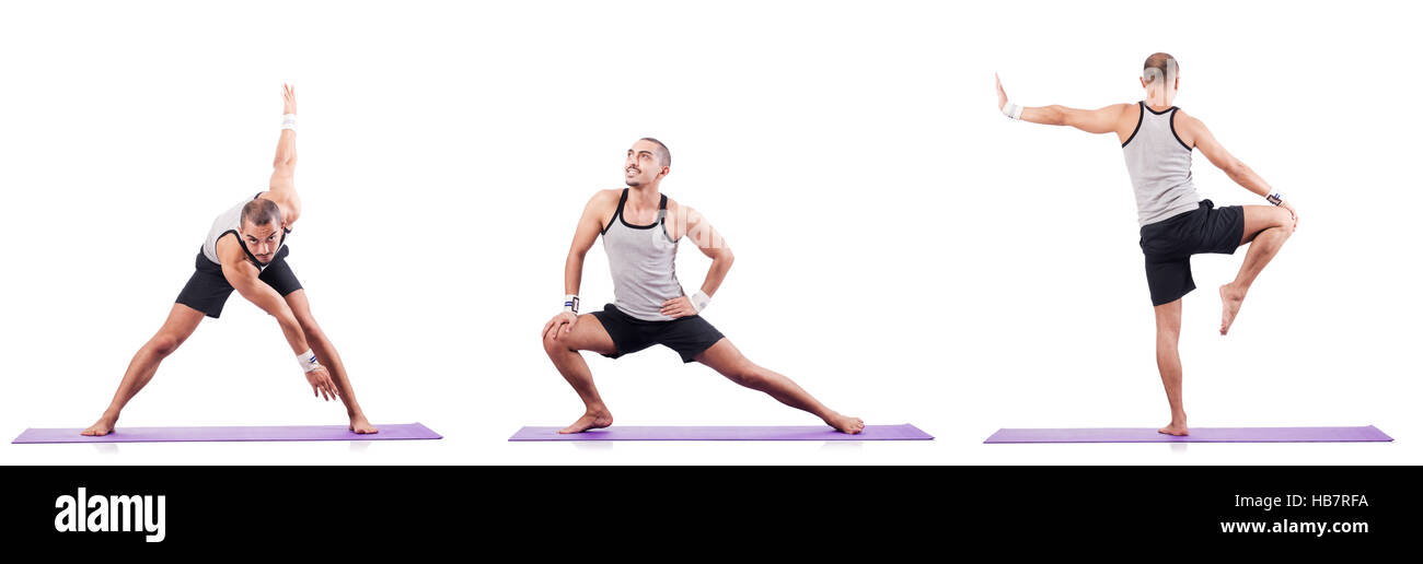 Man doing exercises on white Stock Photo - Alamy