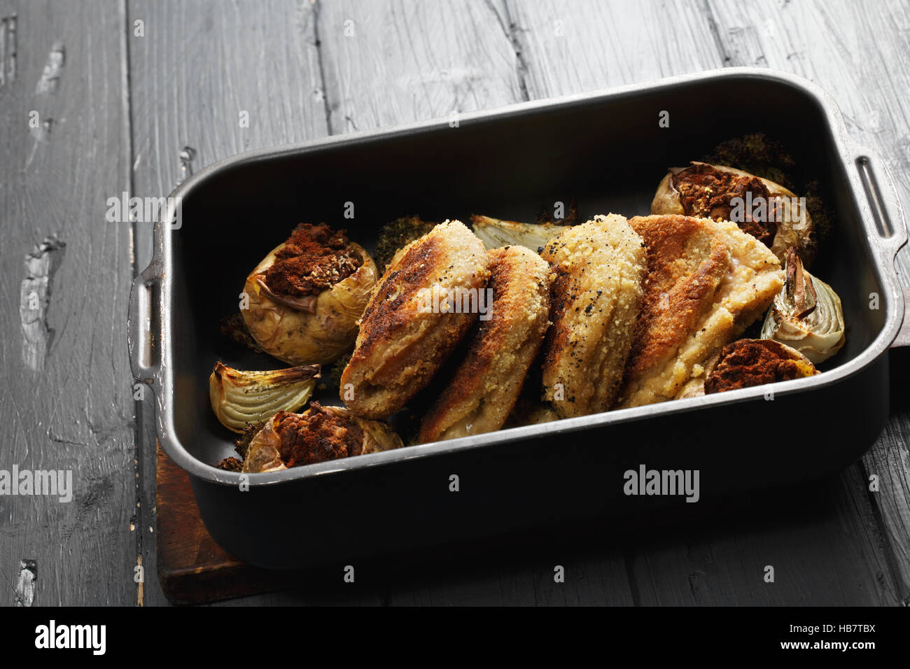 Tray with cordon bleu cutlets Stock Photo - Alamy