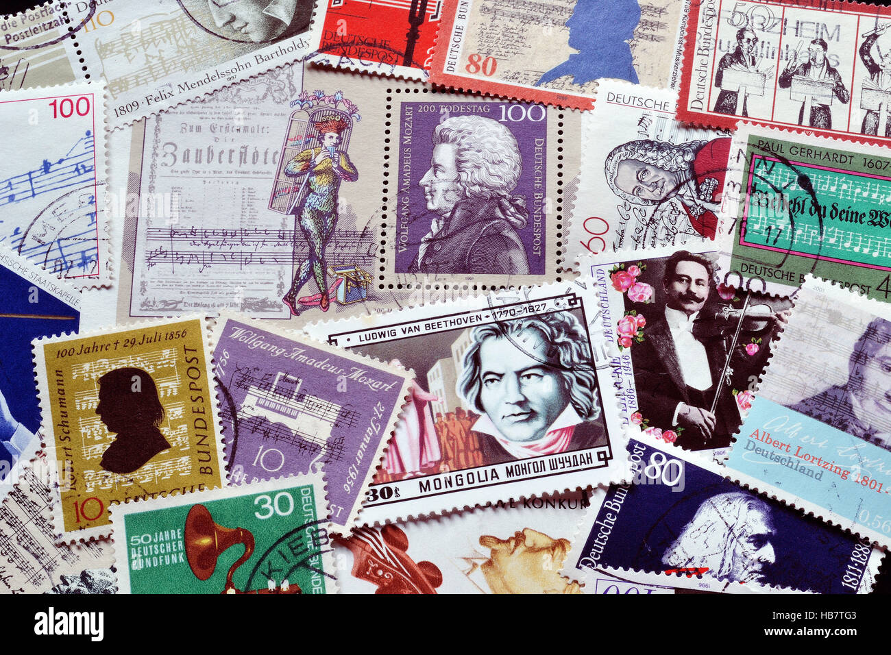 Music on stamps Stock Photo - Alamy