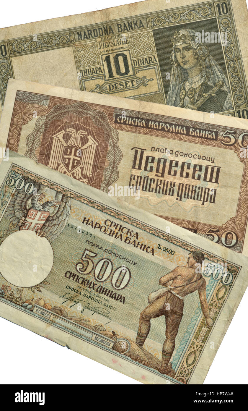 Old Serbian money Stock Photo - Alamy