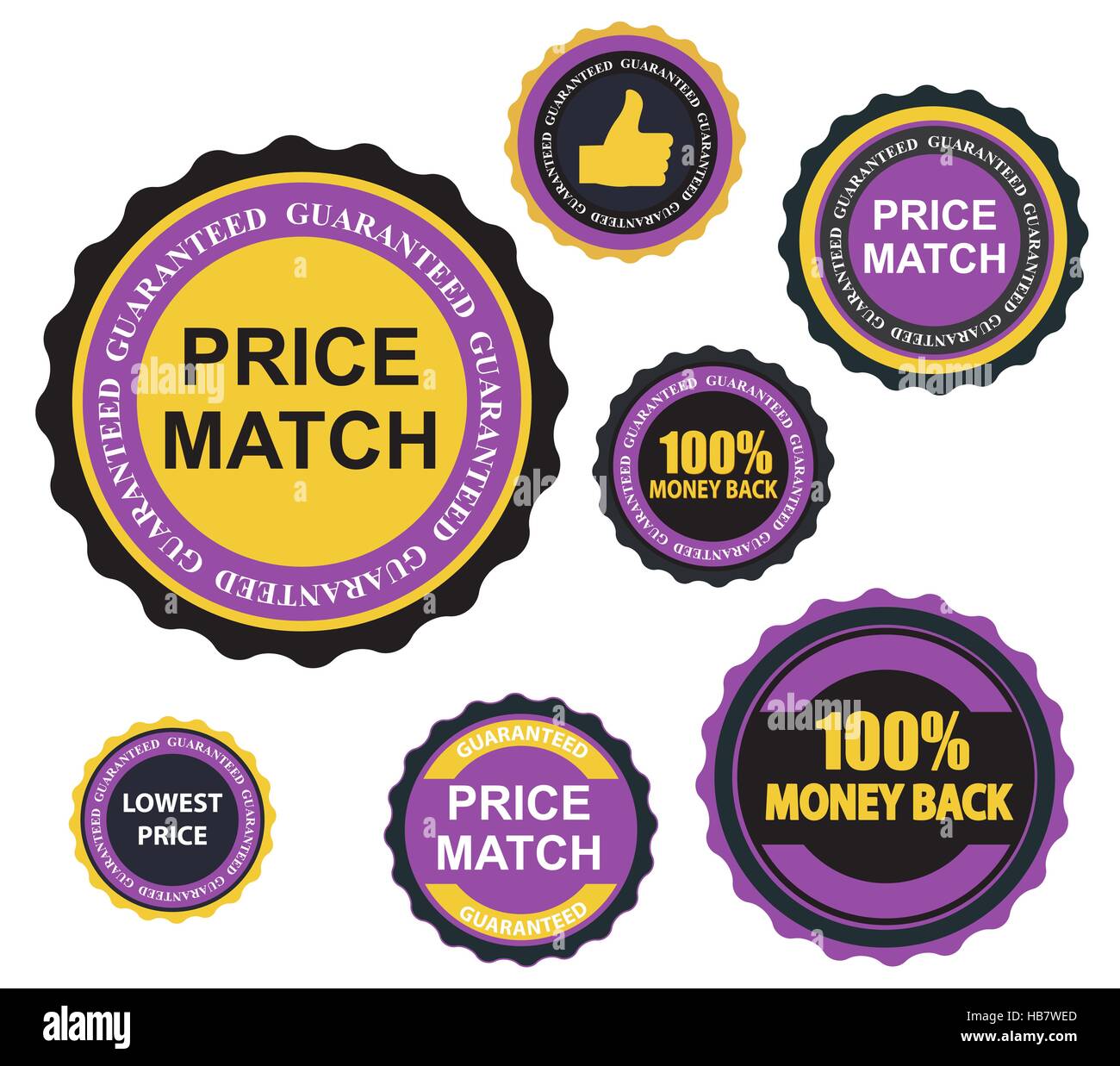 Quality Label Sign Set in Flat Modern Design with Long Shadow Stock ...