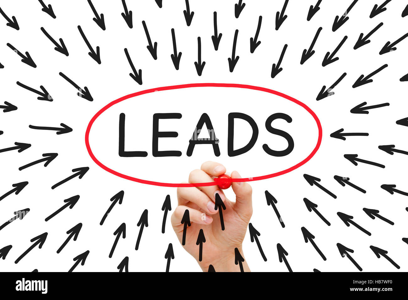 Hand drawing Lead Generation arrows concept with marker on transparent ...