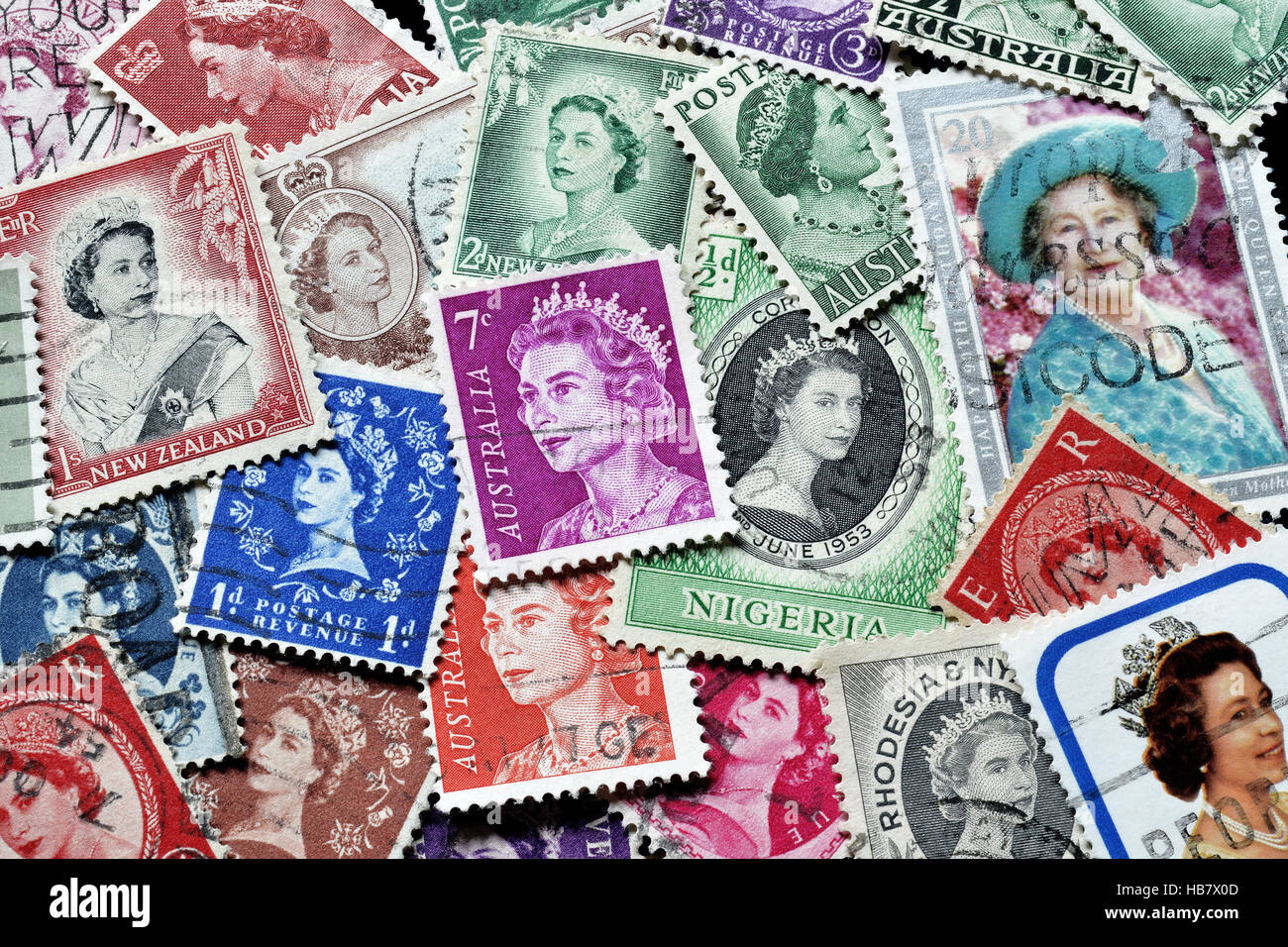 Queen Elizabeth on stamps Stock Photo - Alamy