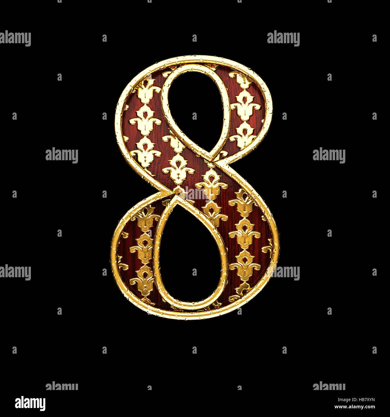 8 golden letter 3d illustration Stock Photo - Alamy
