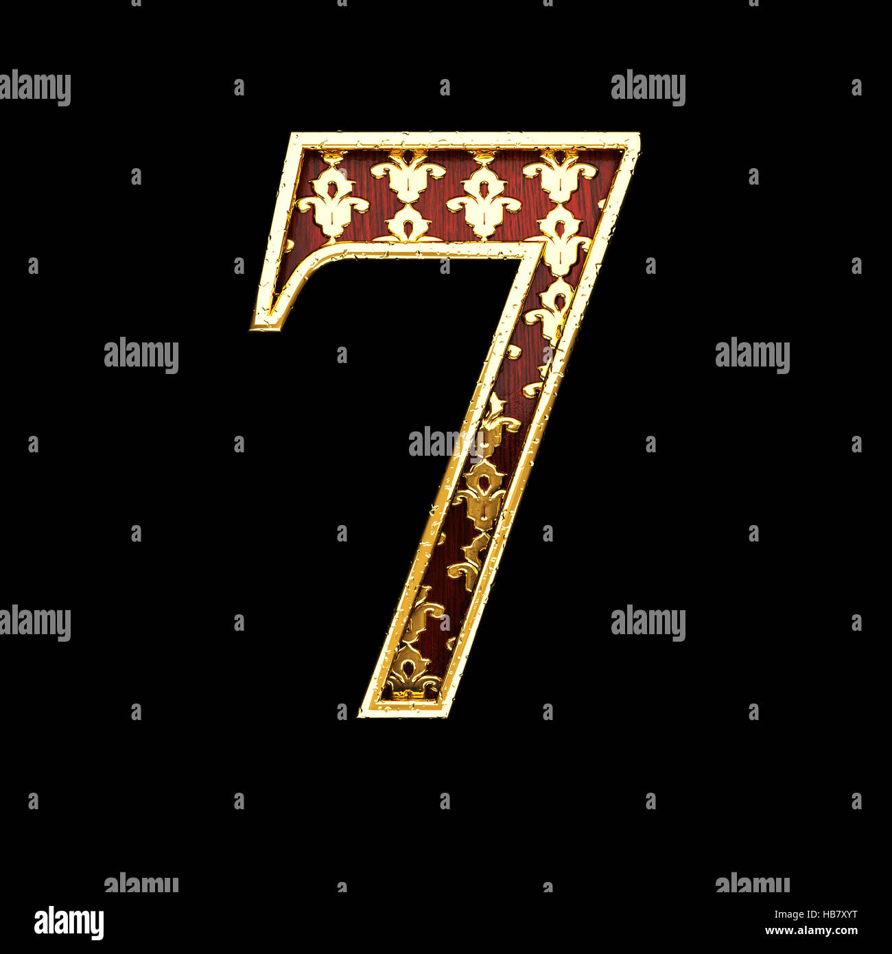 7 golden letter 3d illustration Stock Photo - Alamy